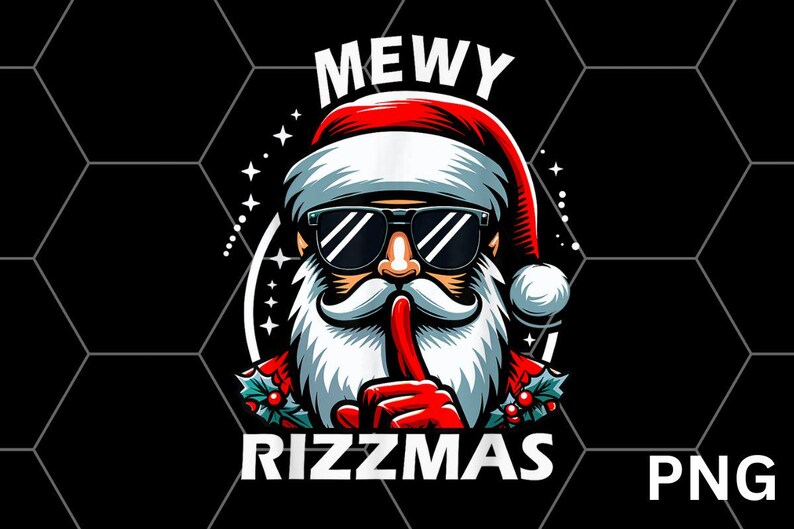Funny Mewy Rizzmas Santa Png ,mewing Rizz Christmas Santa Png - Etsy