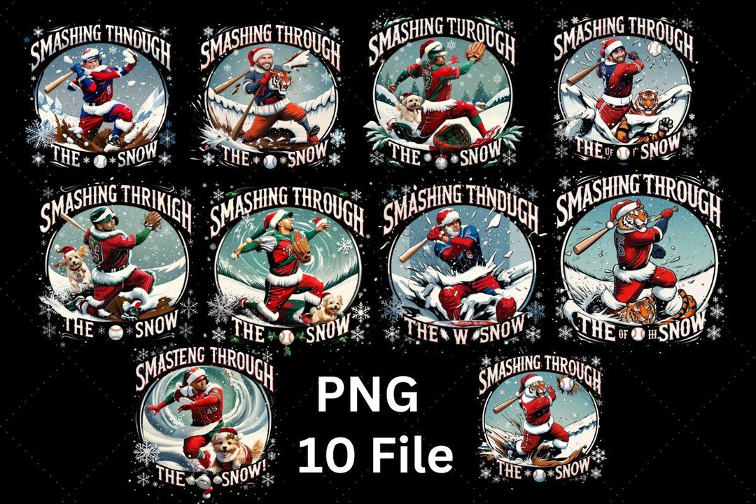 Baseball Player Christmas 10 Png, Smashing Through the Snow Png 10 File ...