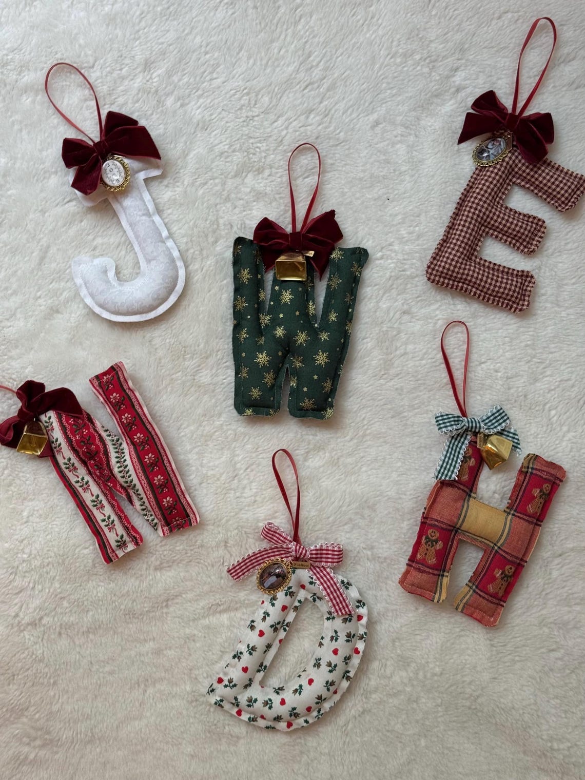 Custom Letter Ornament Christmas: Handmade Fabric Initial Ornaments ...