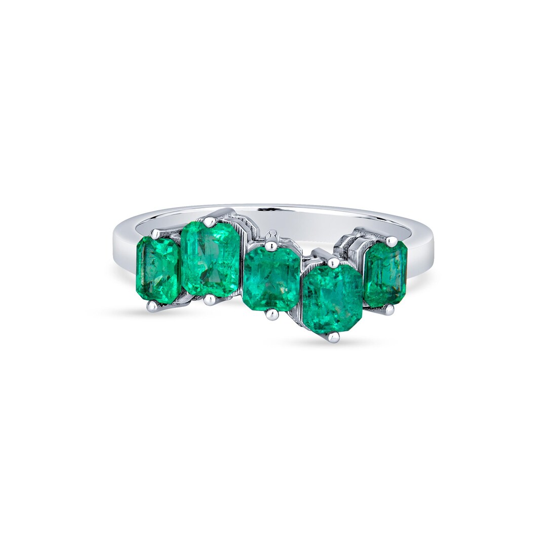 Natural Emerald Crazy Ring, 18k White Gold, Anillo De Esmeralda, Crazy ...