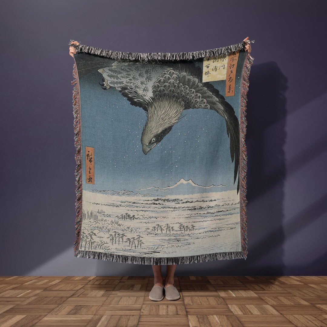 Ukiyo-e Woven Throw With Hiroshige Art: Elegant Japanese Tapestry for ...