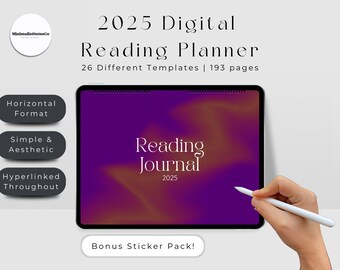 2025 Reading Journal Digital Reading Journal Hyperlinked Book Log and ...