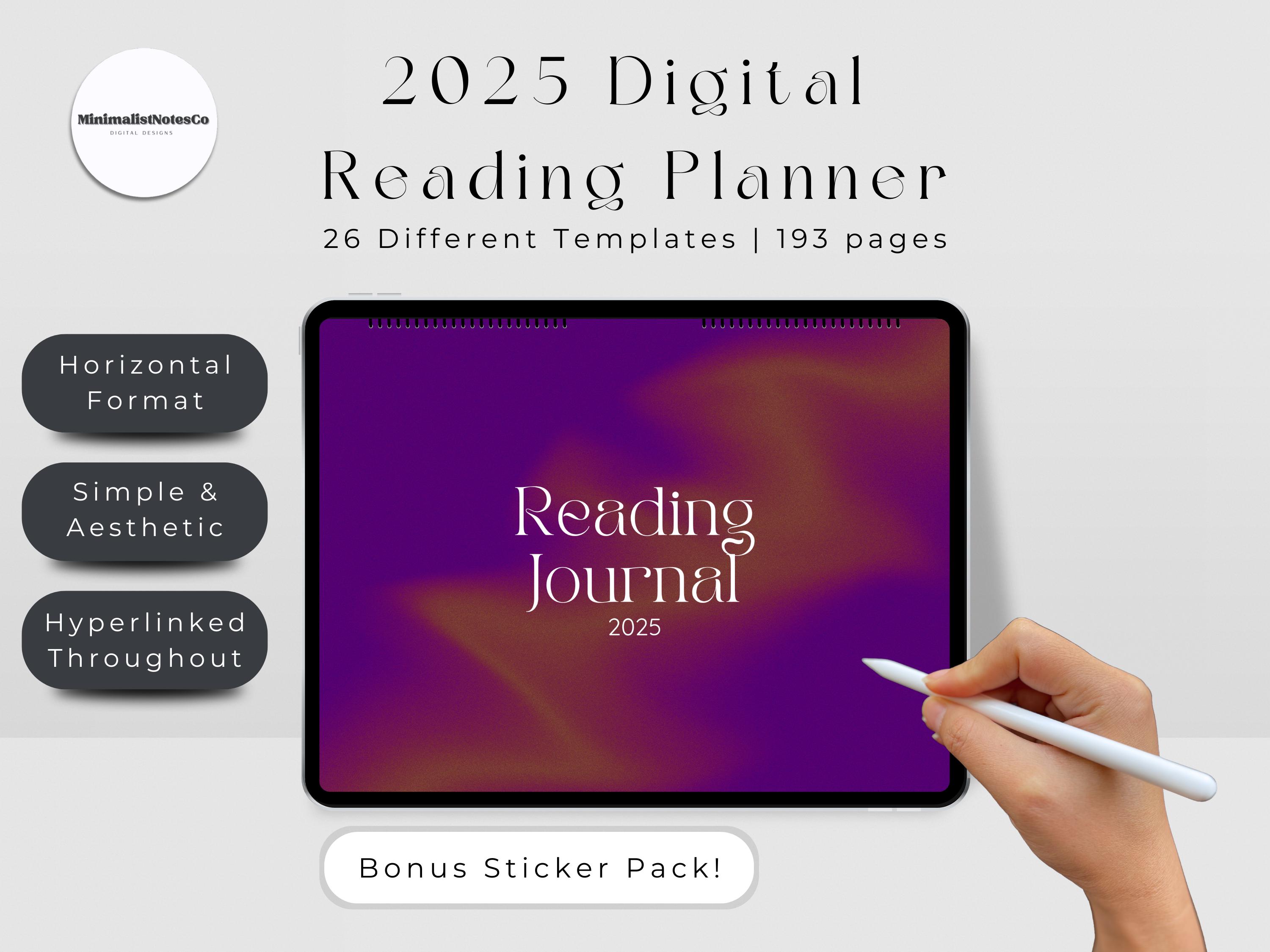 2025 Reading Journal Digital Reading Journal Hyperlinked Book Log and ...