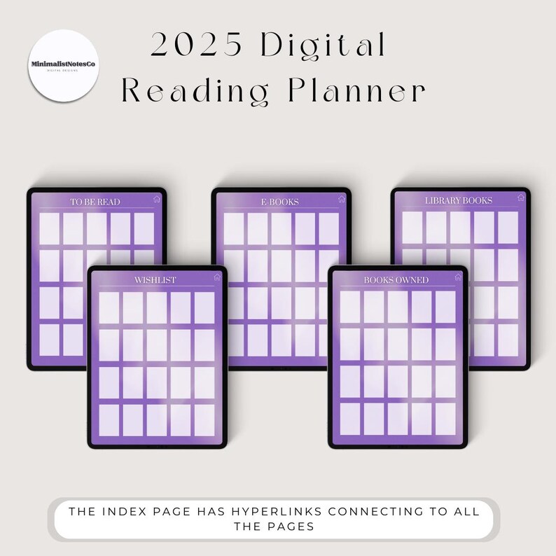 2025 Reading Journal Digital Reading Journal Hyperlinked Book Log and ...