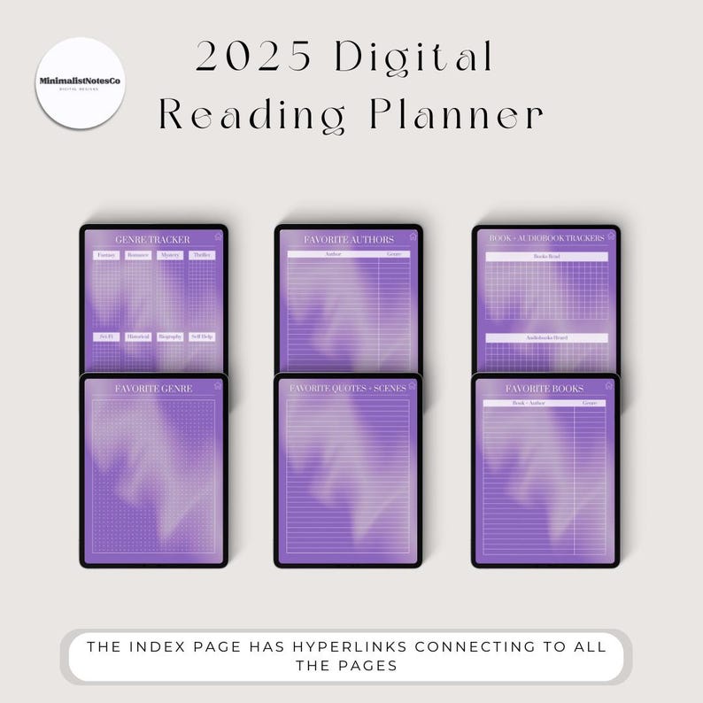 2025 Reading Journal Digital Reading Journal Hyperlinked Book Log and ...