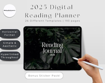 2025 Reading Journal Digital Reading Journal Hyperlinked Book Log and ...