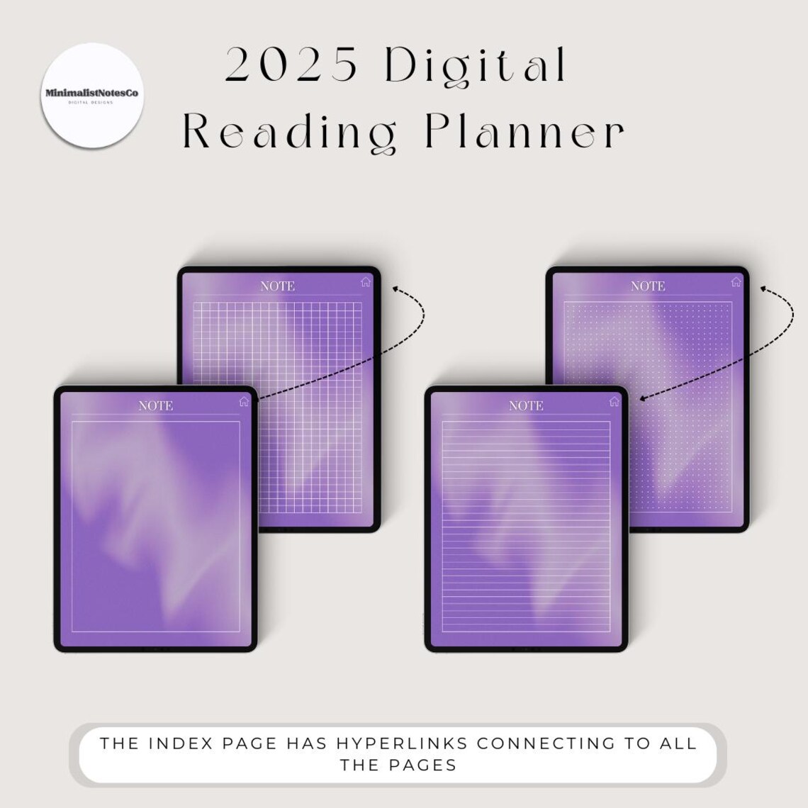 2025 Reading Journal Digital Reading Journal Hyperlinked Book Log and ...