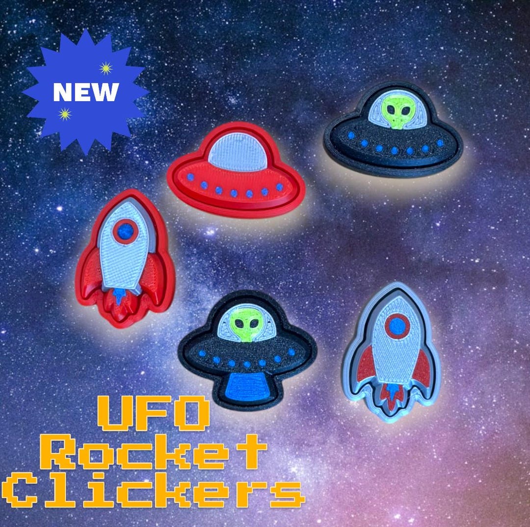 Rocket, UFO Alien Clicker Keychain - Etsy