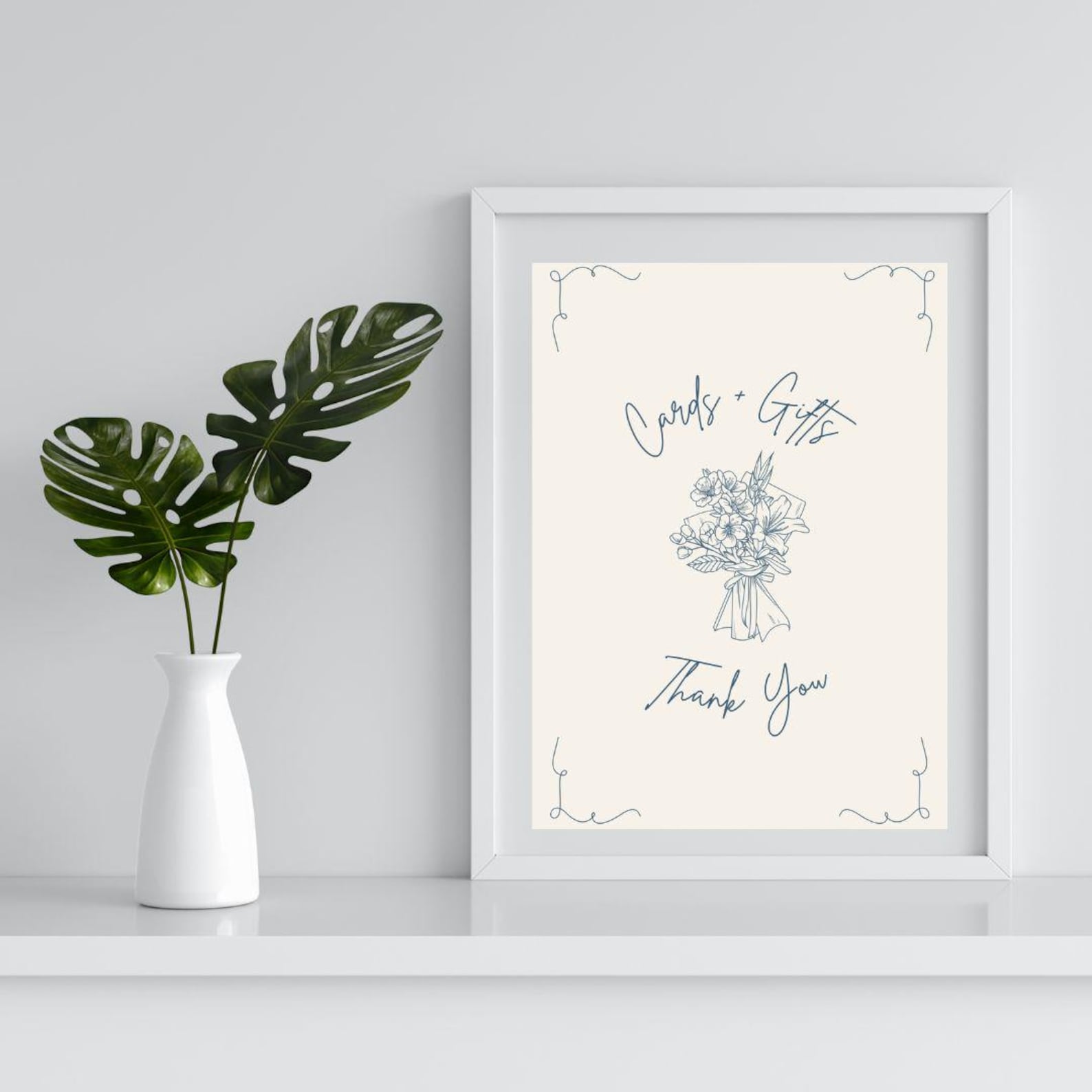 Coquette Cards and Gifts Sign, Printable French Blue Cards and Gifts ...