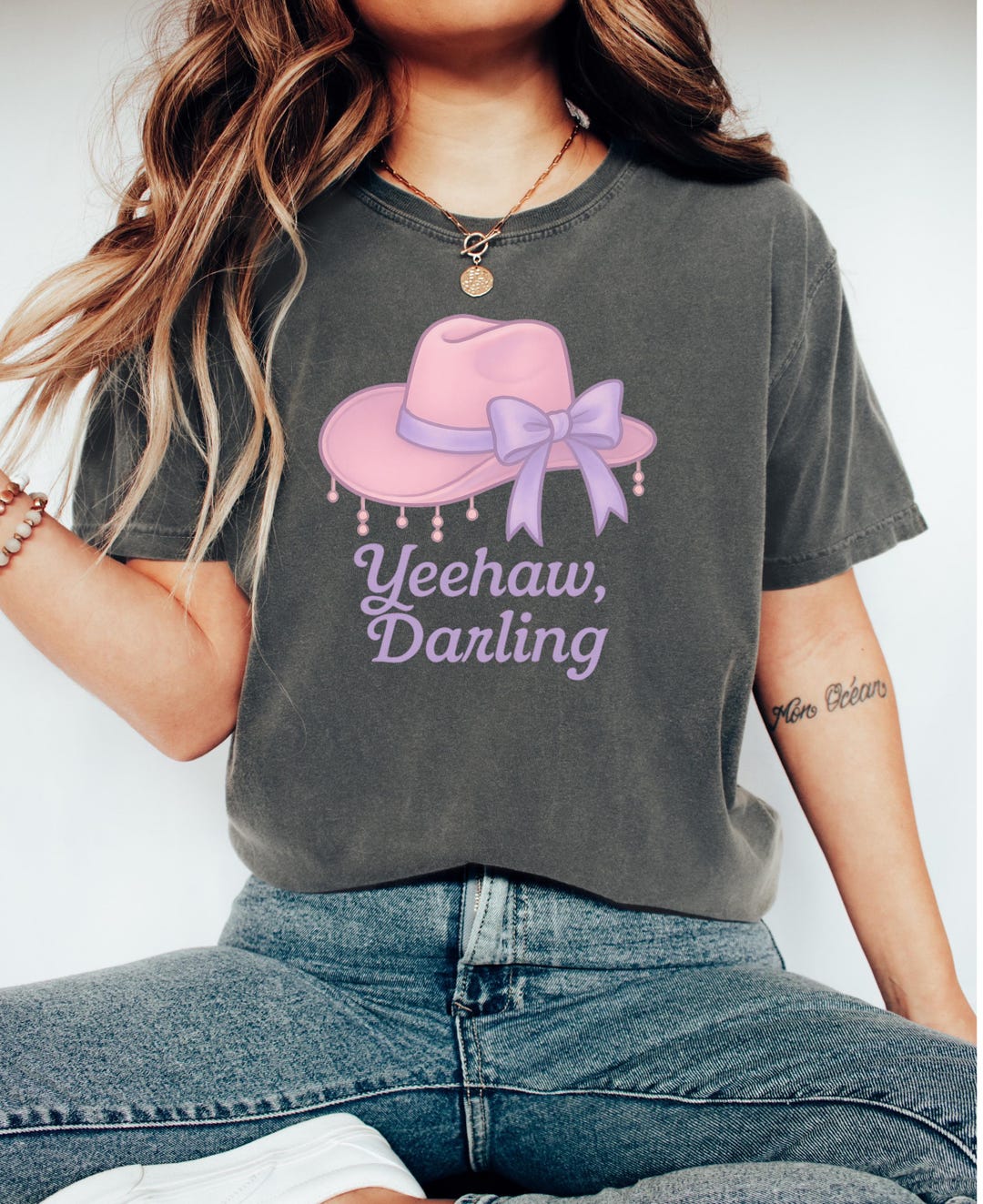 Yeehaw Darling Pastel Color Tee, Strong Women Tshirt Cherry Coquette ...