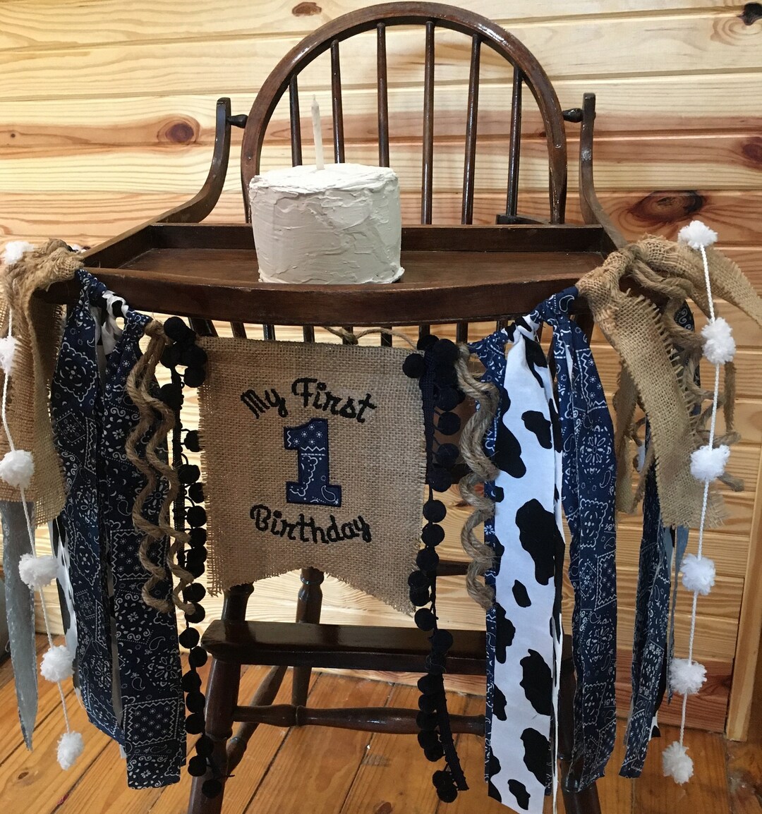 MY FIRST BIRTHDAY Cowboy Rodeo Banner-highchair Birthday Party Decor ...