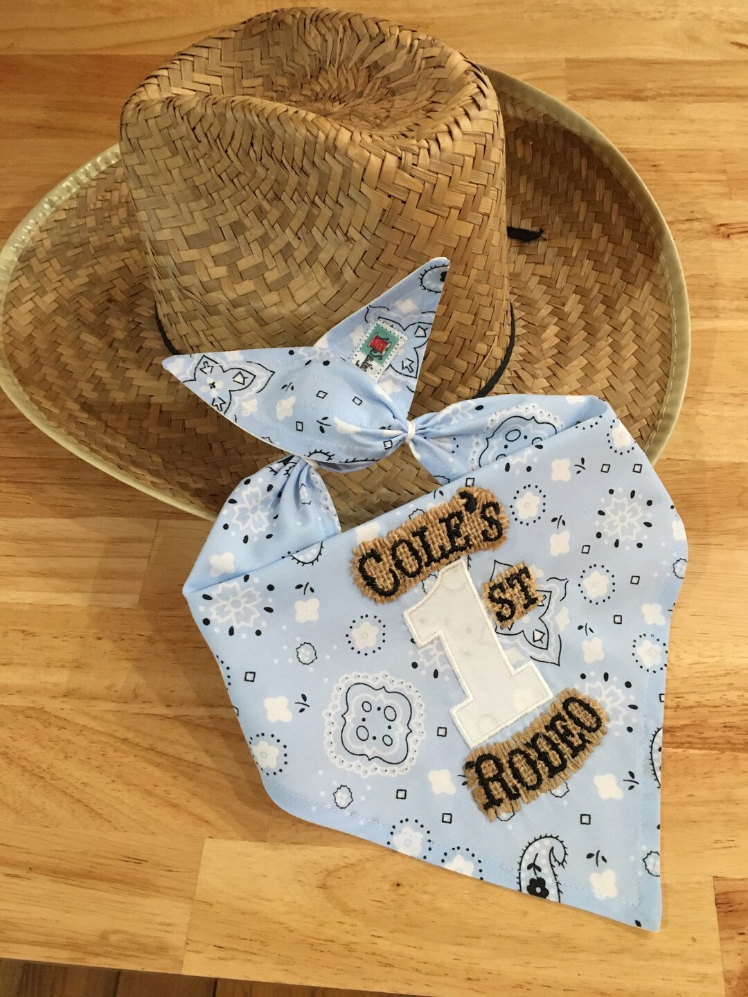 Personalized Cowboy/rodeo Bandana 1ST Bib/double-sided Bandana Bib ...