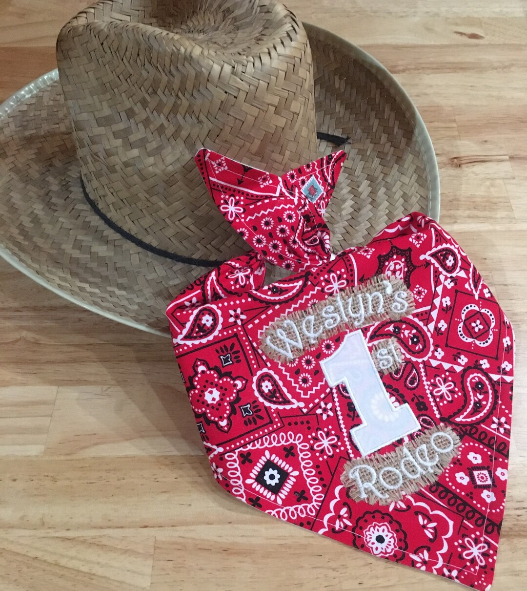 Personalized Cowboy/rodeo Bandana 1ST Bib/burlap/double-sided Bandana ...