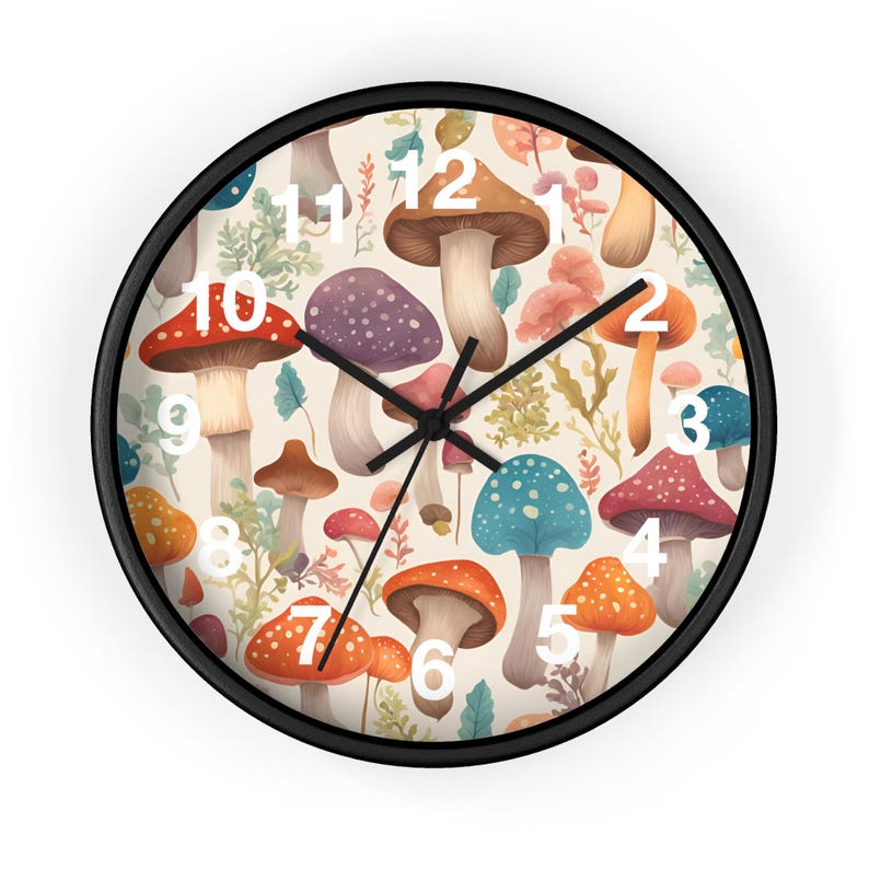 Mushroom Wall Clock, Unique Whimsical Fungi Decor, Cottagecore Kitchen ...
