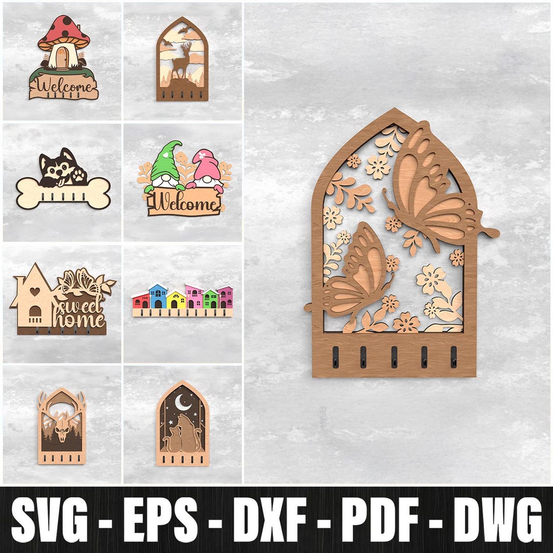 Laser Cut Key Holder SVG Bundle, Family Keychain Designs (digital ...