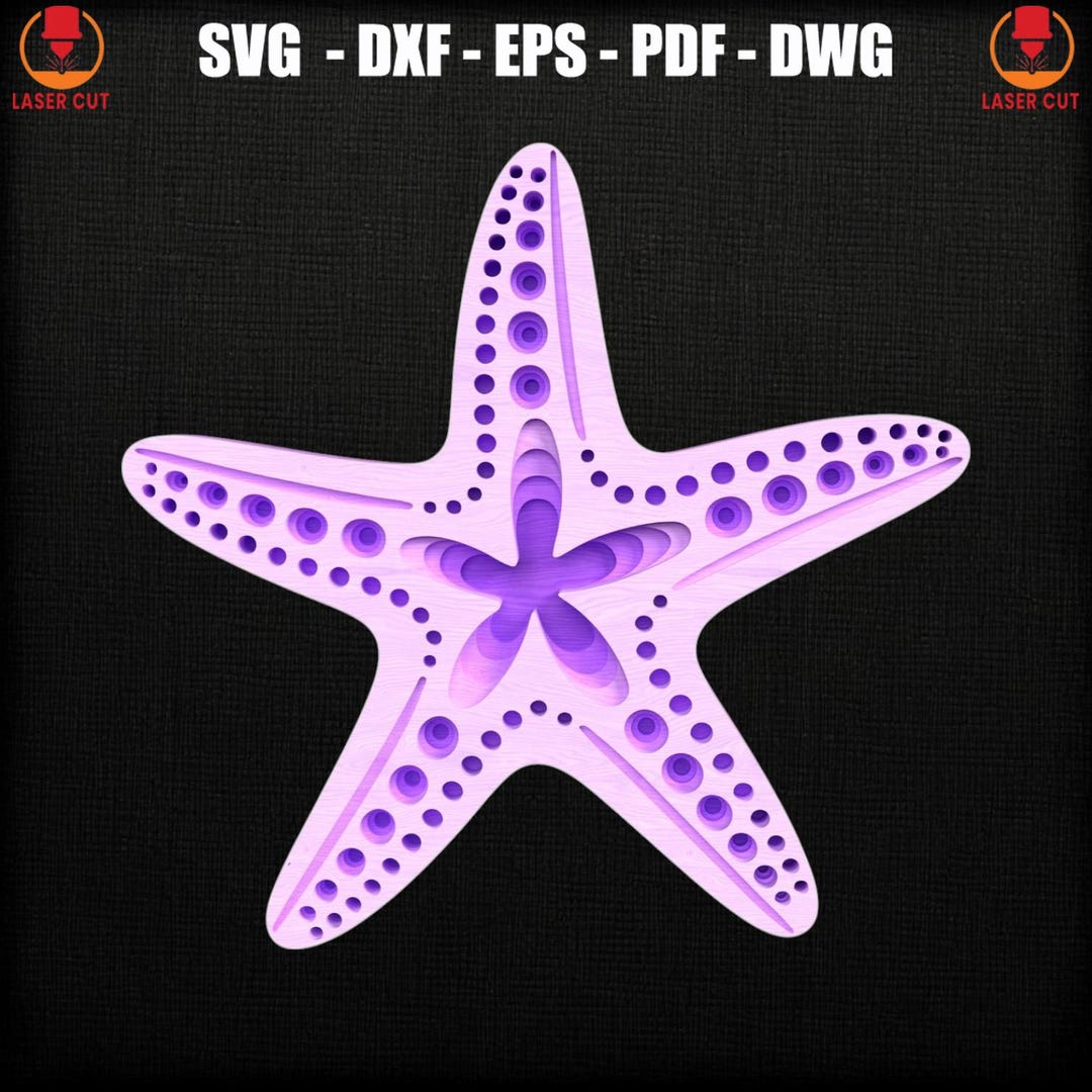 Starfish 3D Laser Cut, Ocean Sea Life Cut, Sea Animal Wall Art Beach ...