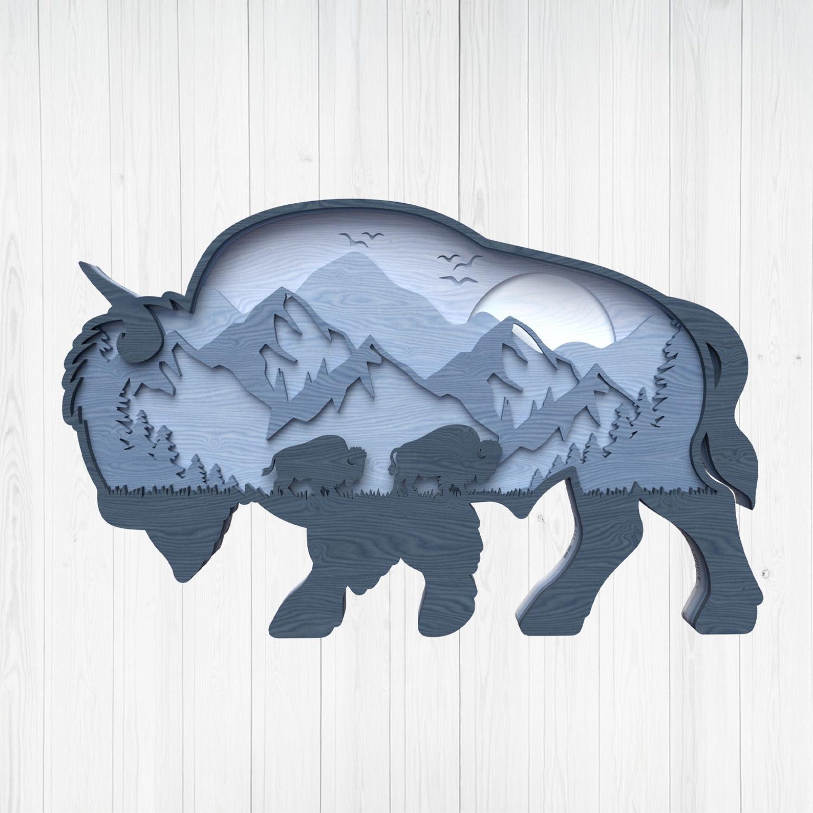 Layered Wild Animals Laser Cut File, 3D Wooden Art (svg, Pdf, Eps, Dxf ...