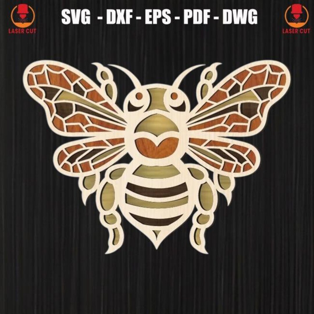Bee Multilayer SVG Laser Cut File, 3D Honeycomb Mandala Laser Cut ...