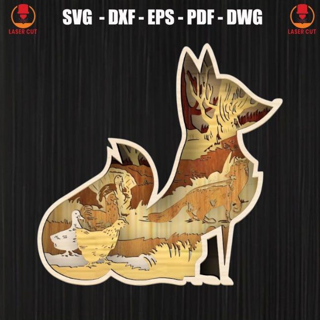 3D Fox Mandala Svg Laser Cut File, Layered Fox Cricut Design for CNC ...