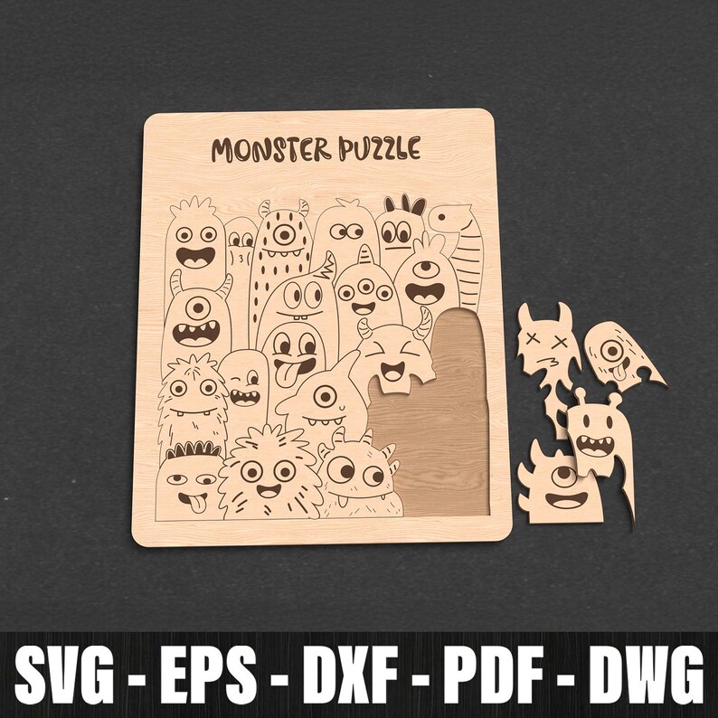 Monster Puzzle SVG, Kids Wooden Laser Cut Toy (digital Download) - Etsy