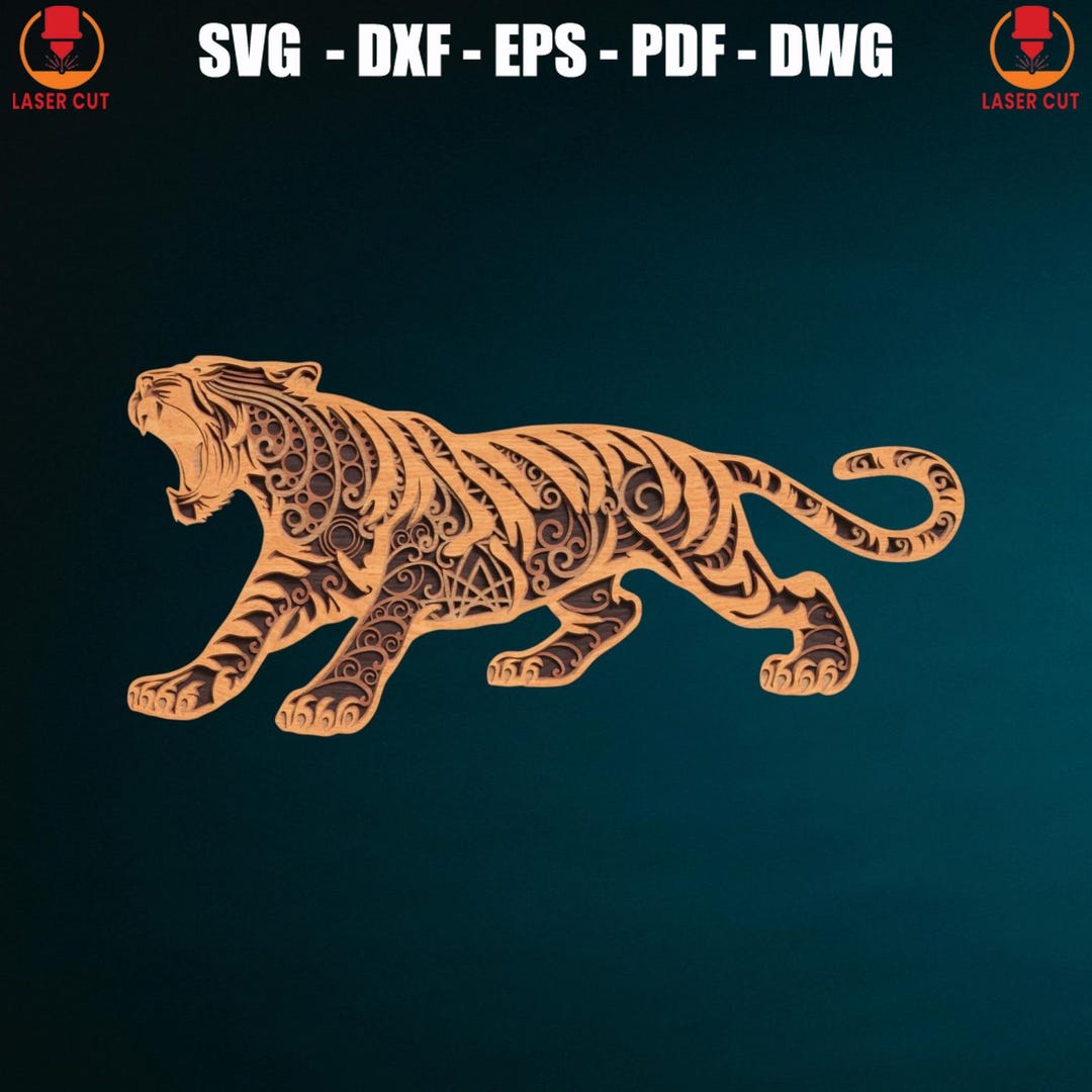 Multilayer Tiger Laser Cut File, 3d Tiger Mandala Laser Cut, Wooden ...