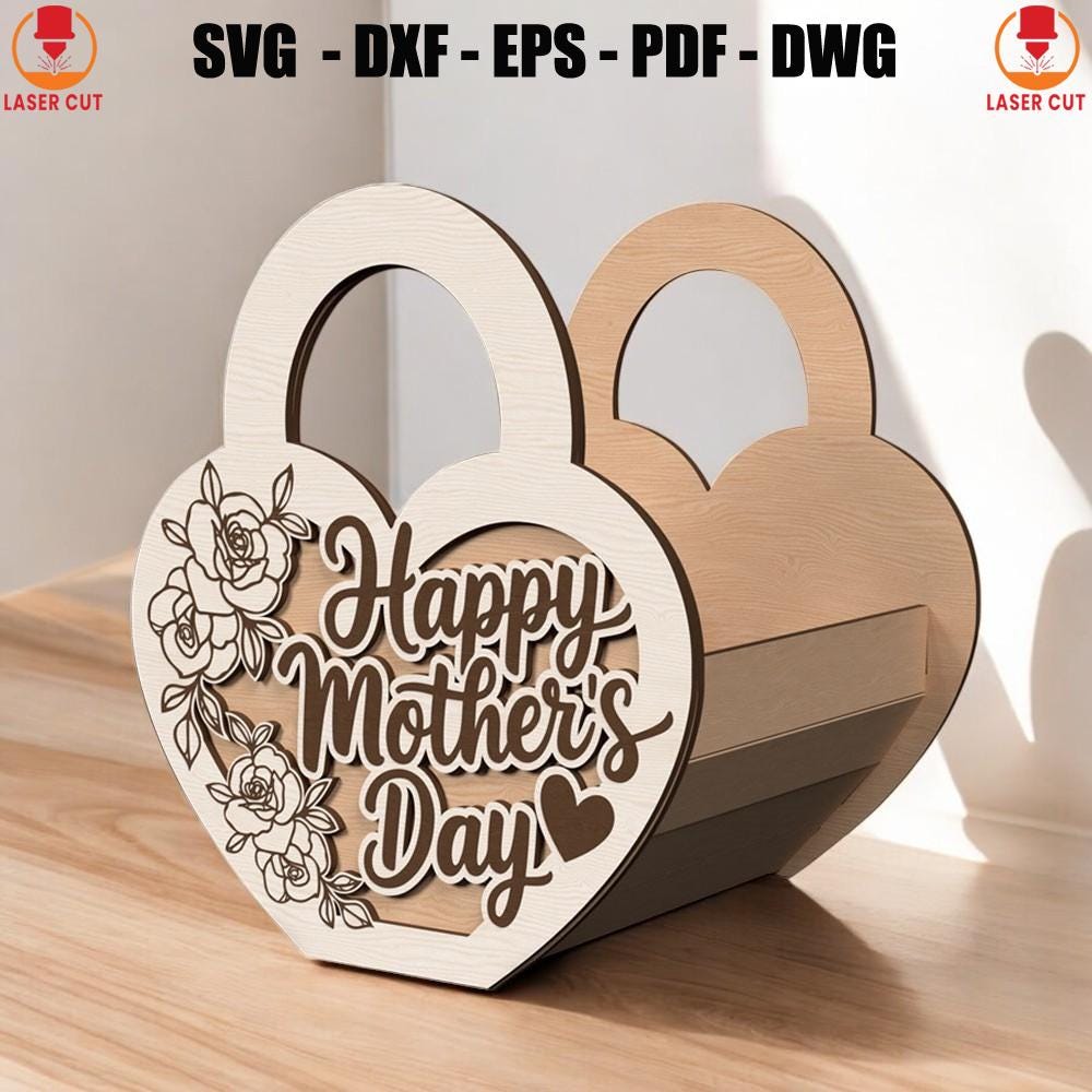 Laser Cut Mother’s Day 3D Gift Box SVG Bundle, Mothers Day Flower Box ...