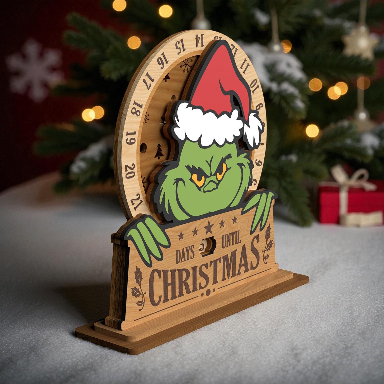 Grinch Countdown Advent Calendar Stand Laser Cut, Christmas Grinch ...