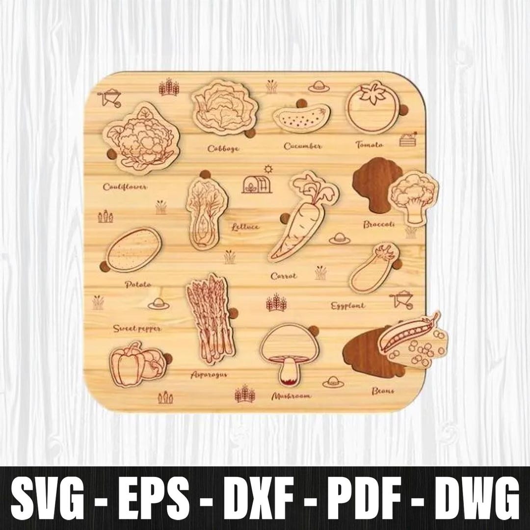 Laser Cut Vegetables Puzzle, Montessori Learning Board File (svg, Pdf ...