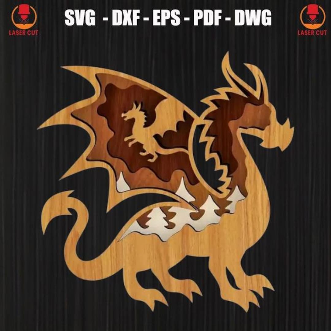 3D Dragon Multilayer Svg Laser Cut, Layered Dragon Mandala Plywood File ...