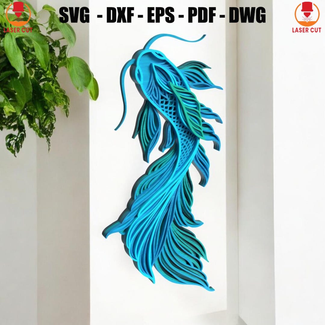 Multilayer Koi Fish Laser Cut, Fish 3d Layered Fish Laser File ...