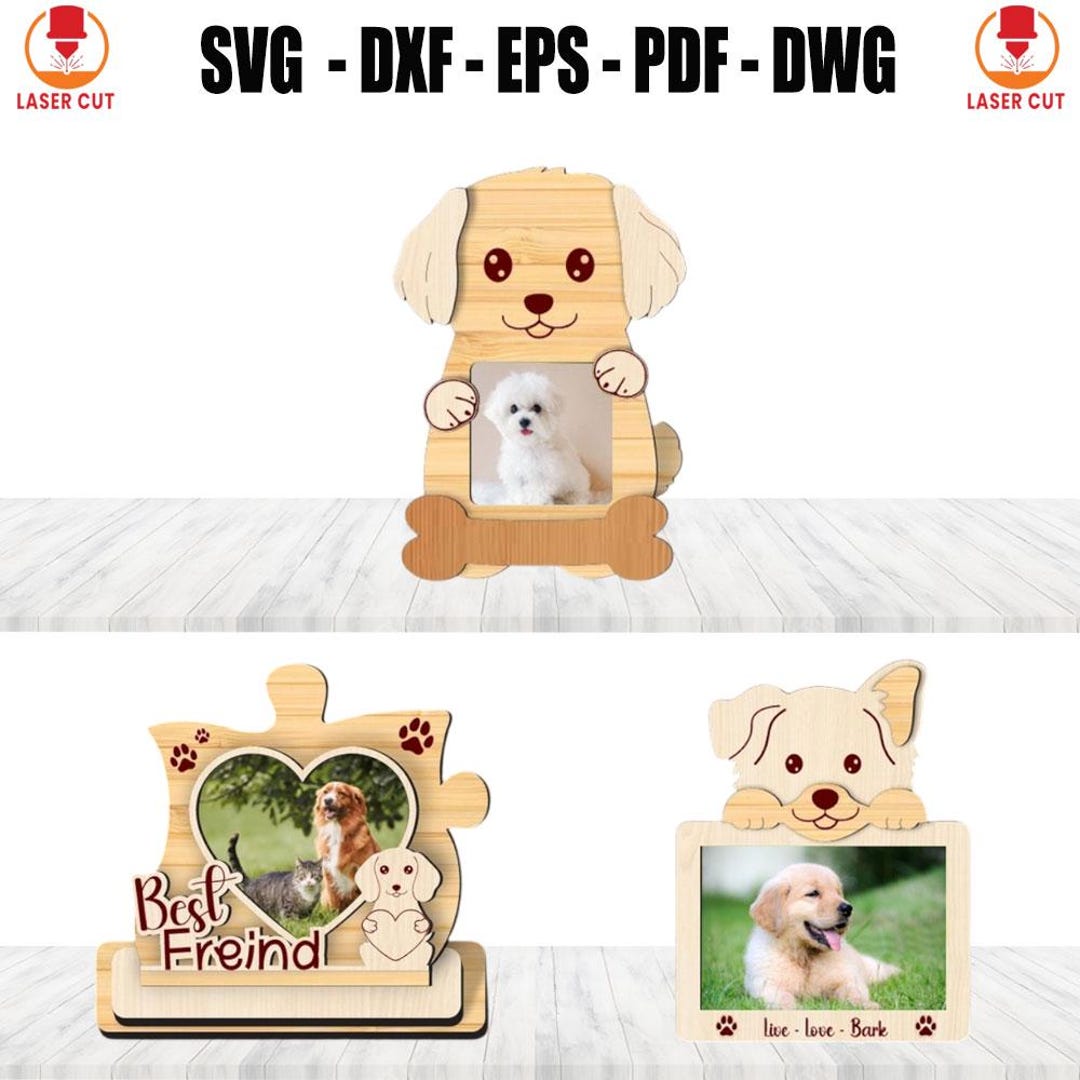 Dog Photo Frame Laser Cut Bundle, Dog Photo Frame Svg Design Laser Cut ...