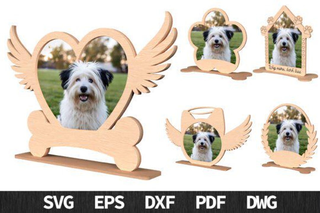 Pet Photo Frame SVG Bundle Pack Laser Cut, Memorial Pet Photo Frame SVG ...