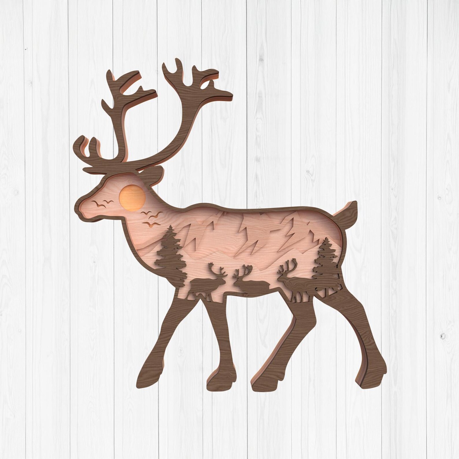 Layered Wild Animals Laser Cut File, 3D Wooden Art (svg, Pdf, Eps, Dxf ...