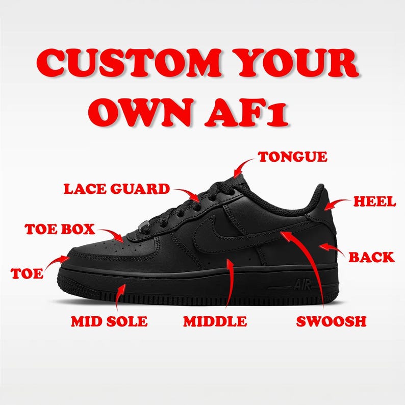 Red Drip Air Force 1 Custom, Personalized Hand-painted Black Red Paint ...