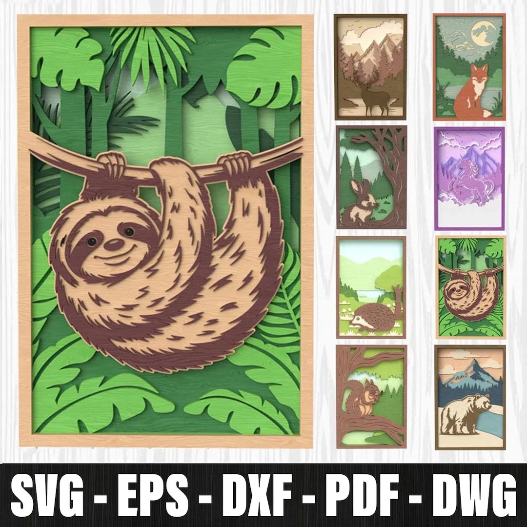 Safari Animal Laser Cut Bundle, Multilayer Wooden Engraving (digital ...