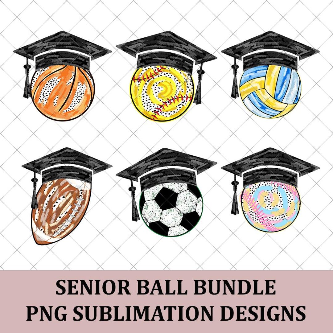 Sports Balls in Graduation Caps Png Bundle Subliamtion, Back to Scholl ...