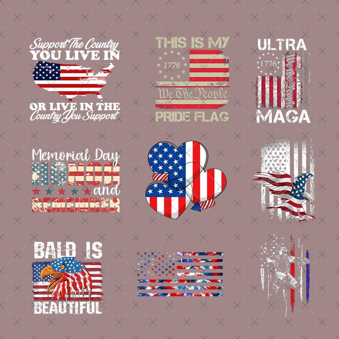 American Flag Png Bundle, 4th of July Usapng, Memorial Png, Coquette ...