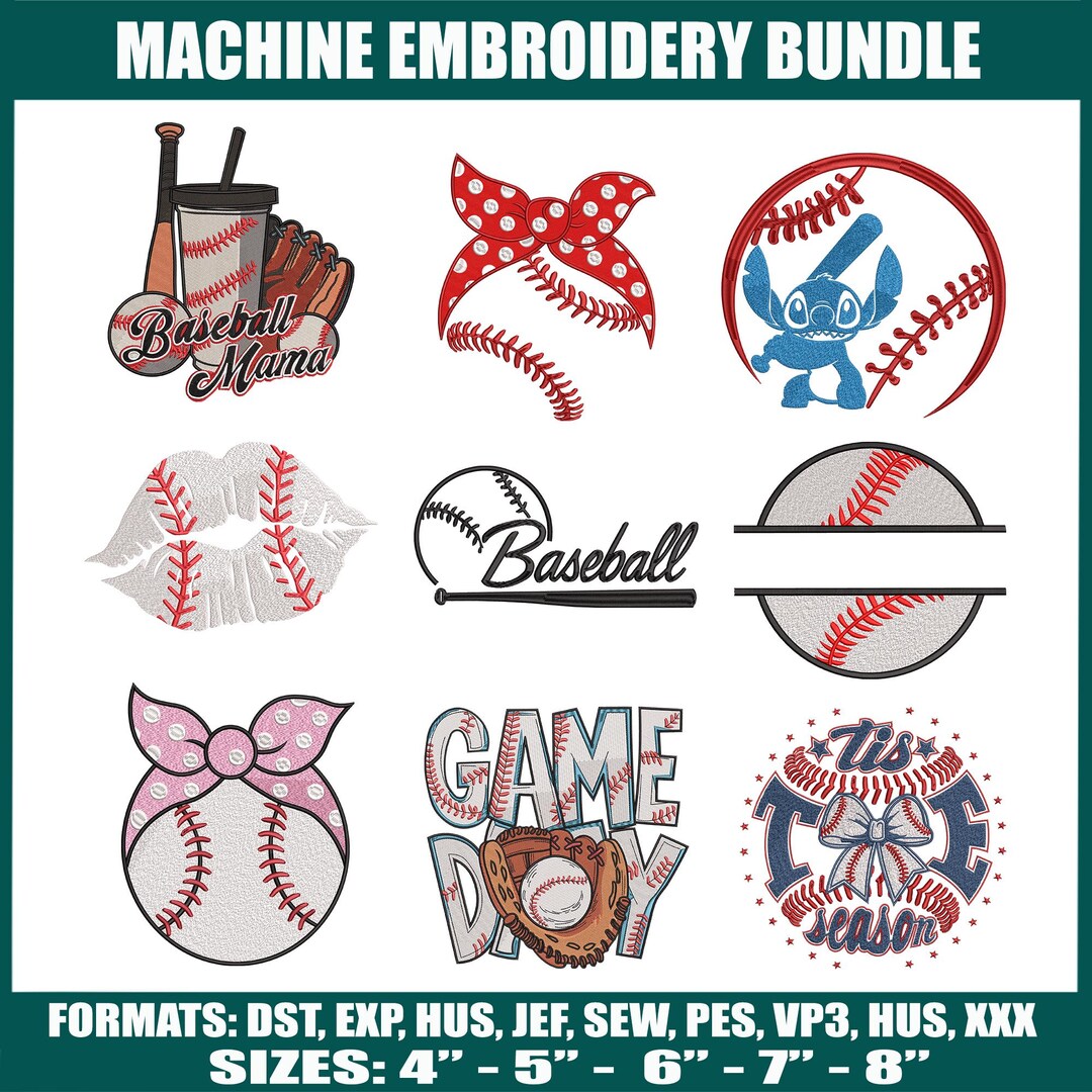 Baseball Embroidery Designs Bundle, Baseball Drip Embroidery Design ...