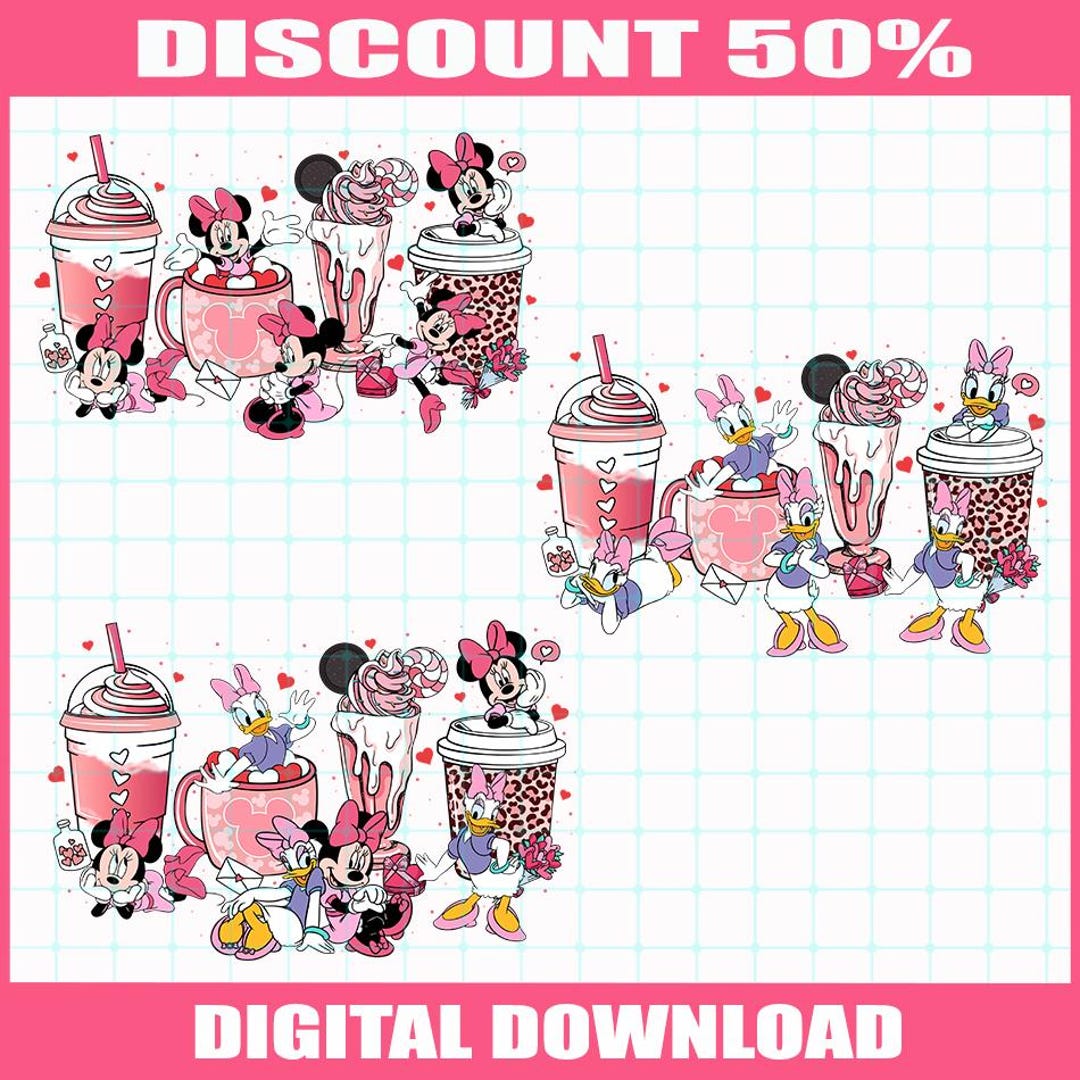 Disney Minnie Daisy Latte Drink Png Bundle, Family Girls Just Wanna ...