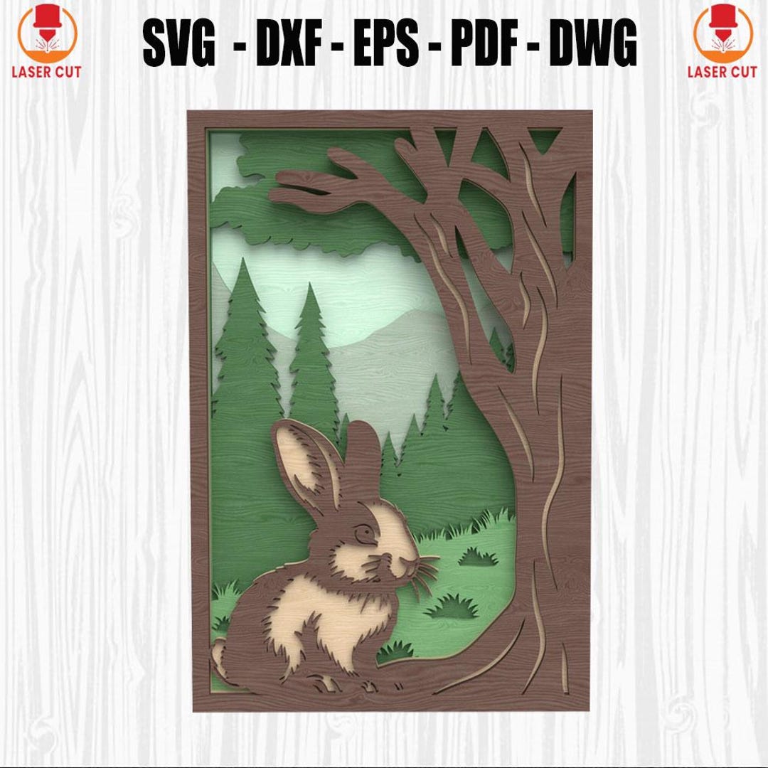 Rabbit Wall Art Svg Laser Cut, Bunny Panel Svg, Rabbit Laser Svg Cut ...
