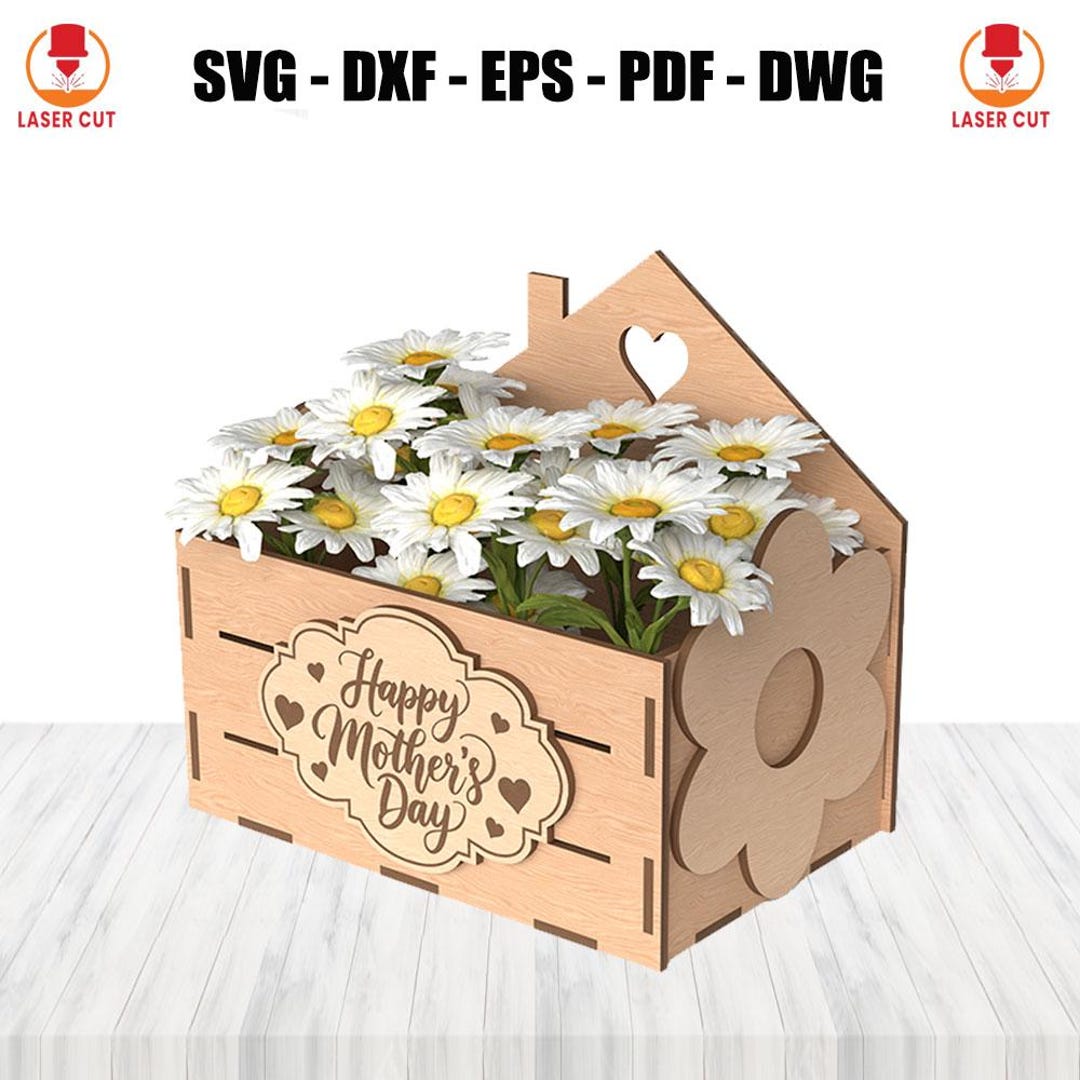 Happy Mother’s Day Flower Box Svg Sign Laser Cut, 3d Flower Gift Boxes ...
