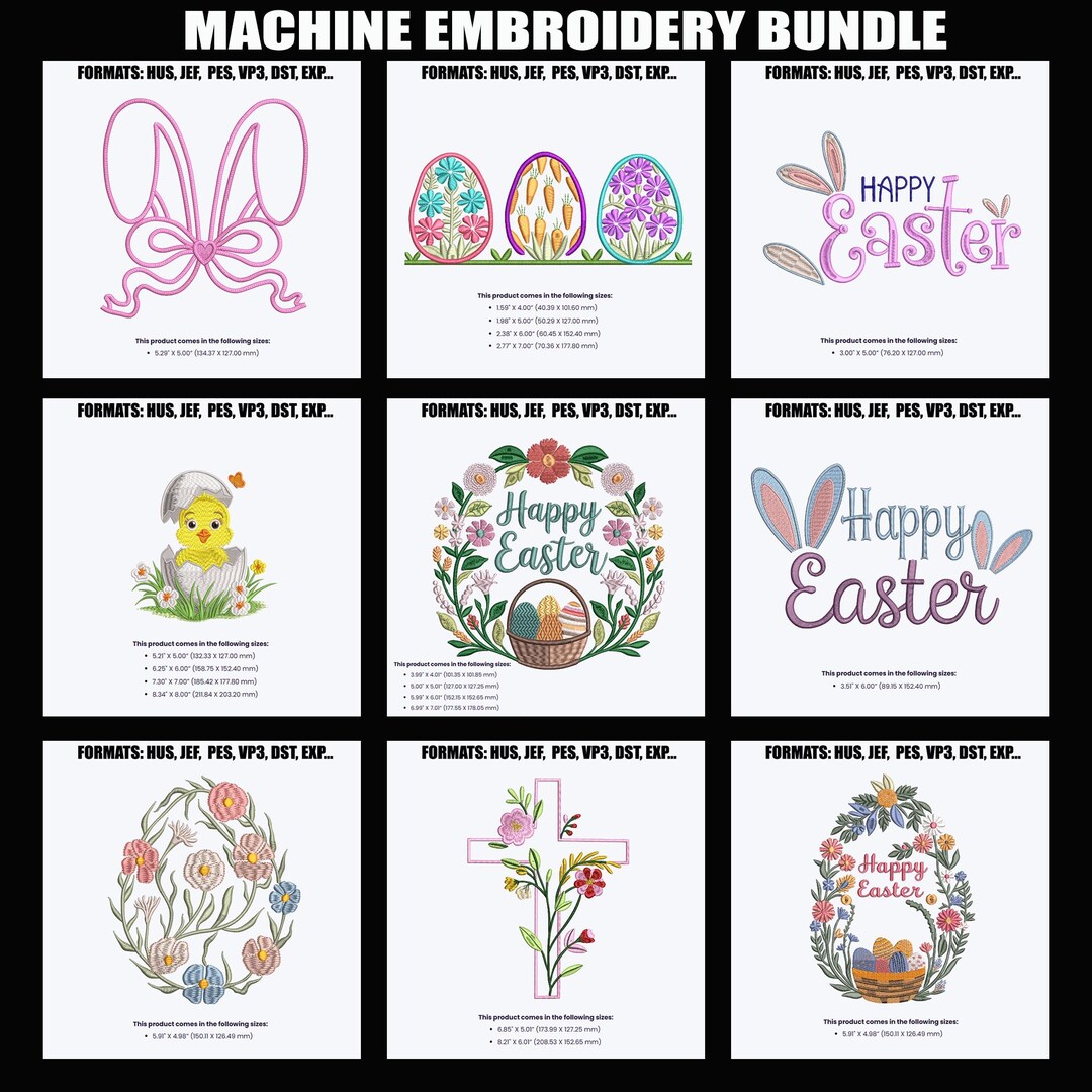 Happy Easter Machine Embroidery Design Bundle (digital Download) - Etsy