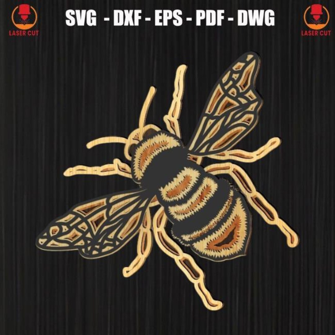 3D Bee Mandala SVG Laser Cut File, Multilayer Honeybee Design for CNC ...