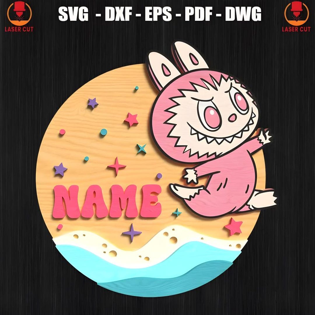 Custom Name Labubu Svg for Cricut Door Sign, Labubu Character Door Sign ...
