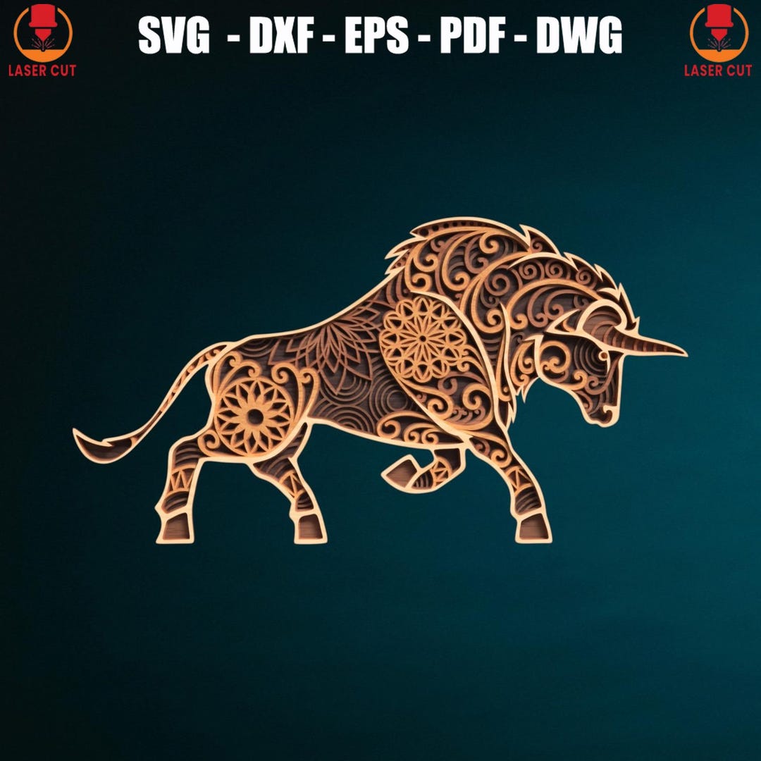 Multilayer Buffalo Laser Cut File, 3D Plywood African Buffalo Laser Cut ...
