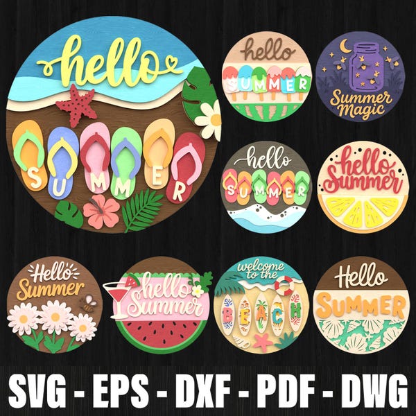 Round Wood Summer Sign - Etsy