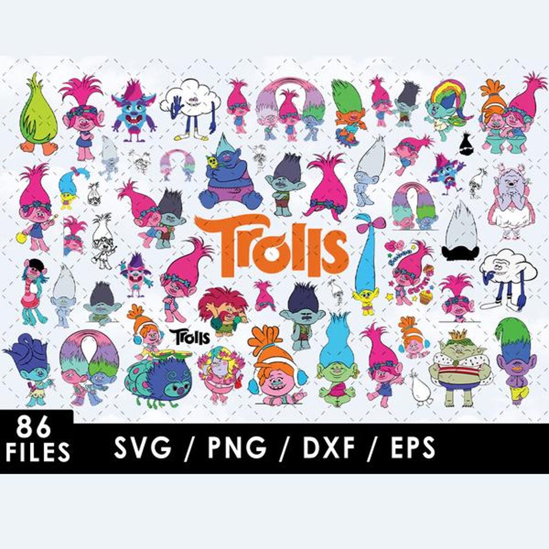 Trolls Svg Bundle Cartoon Designs, Trolls Svg Cricut, Poppy Troll Svg ...