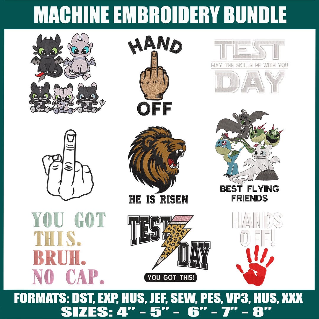 Trendy Embroidery Designs Bundle, Dragon Machine Embroidery,hands off ...