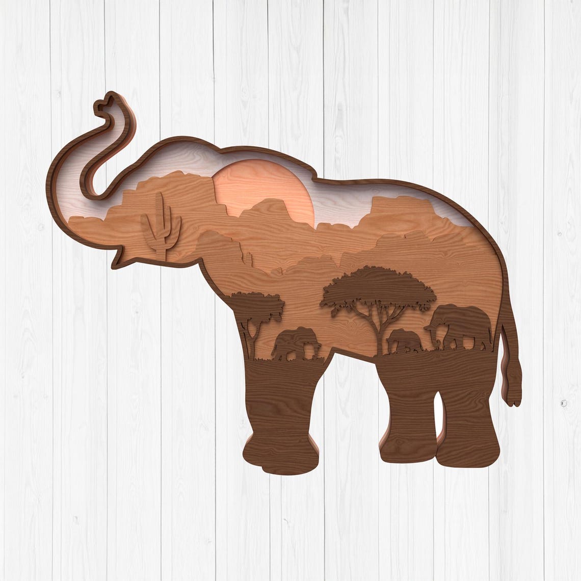 Layered Wild Animals Laser Cut File, 3D Wooden Art (svg, Pdf, Eps, Dxf ...