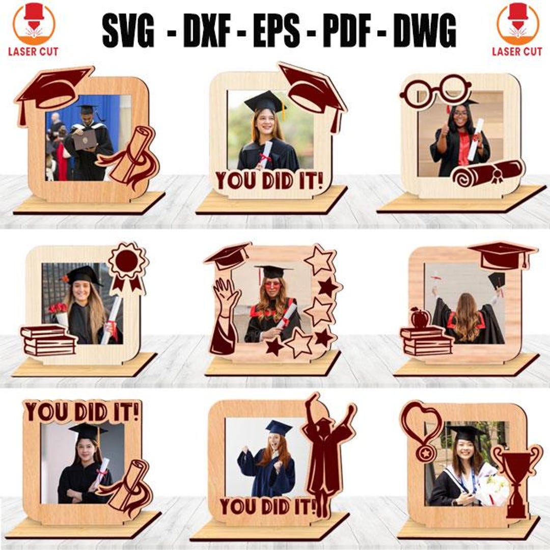 Graduation Photo Frames Laser Cut Bundle, Sports Cup Graduation Frame ...